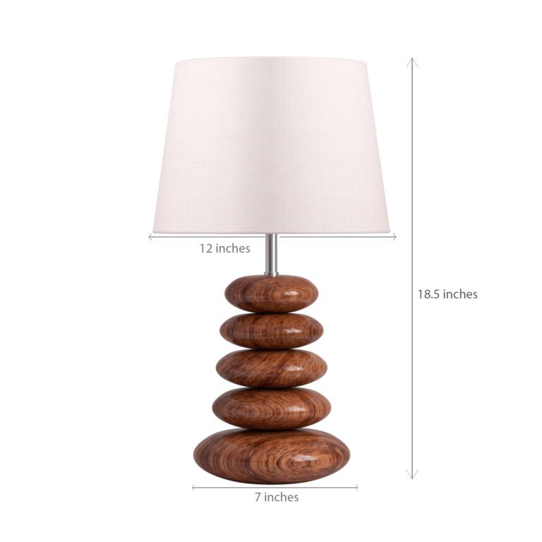 Wooden Pebble Table Lamp with 10 inches Lampshade - MadeWithLuv