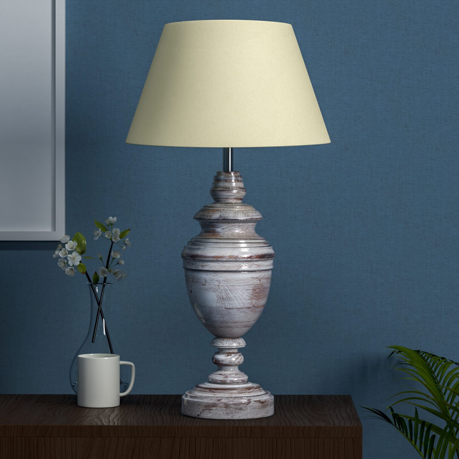 Wooden Pebble Table Lamp with 10 inches Lampshade - MadeWithLuv