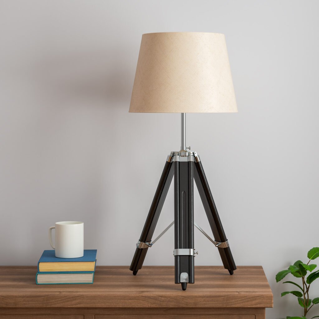 Wooden Pebble Table Lamp with 10 inches Lampshade - MadeWithLuv
