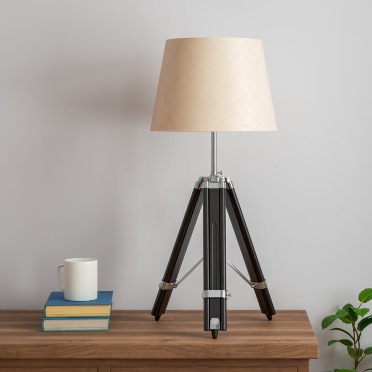 Wooden Pebble Table Lamp with 10 inches Lampshade - MadeWithLuv